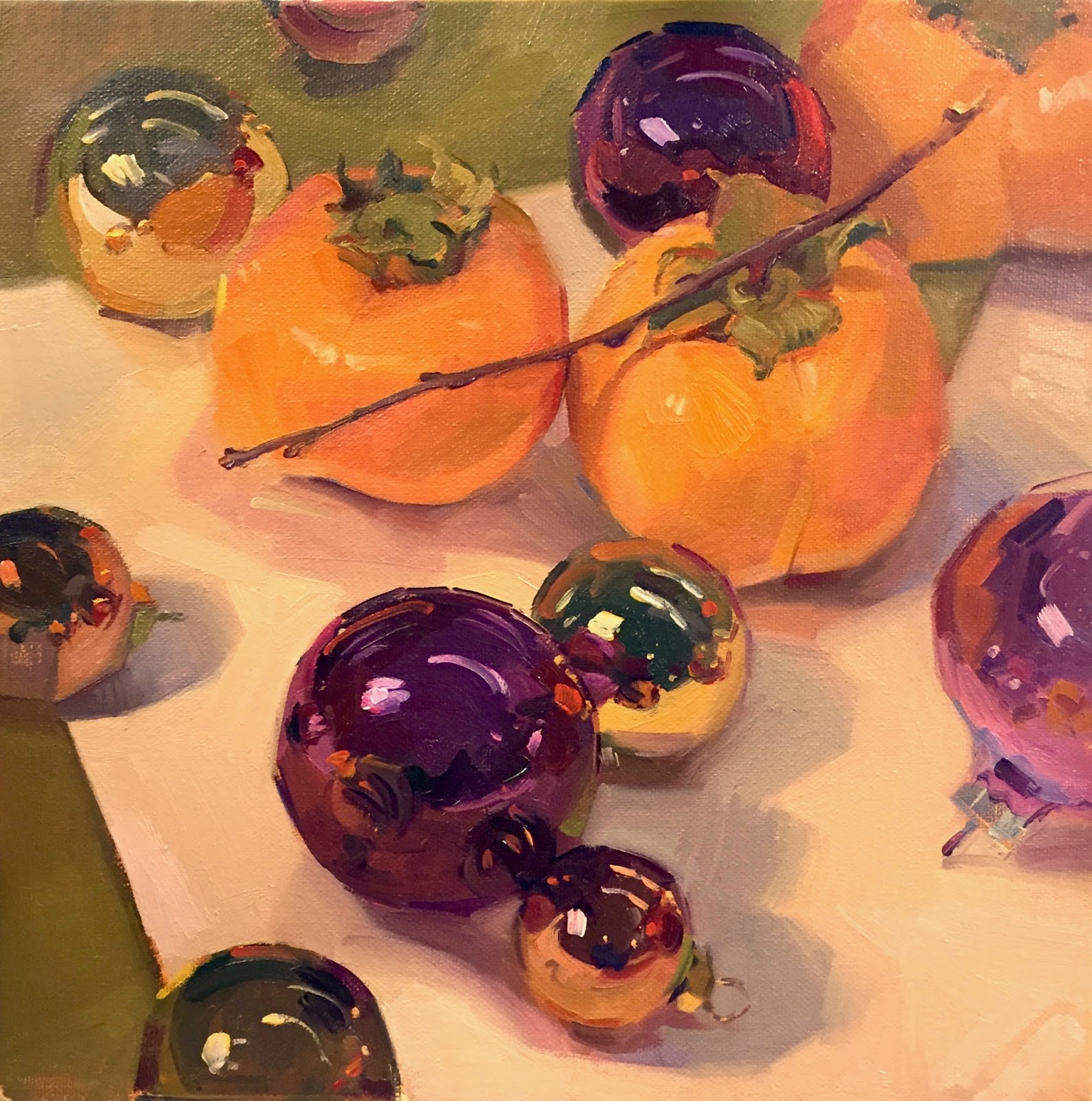 Sedwick Studio: Persimmons and Purple Ornaments