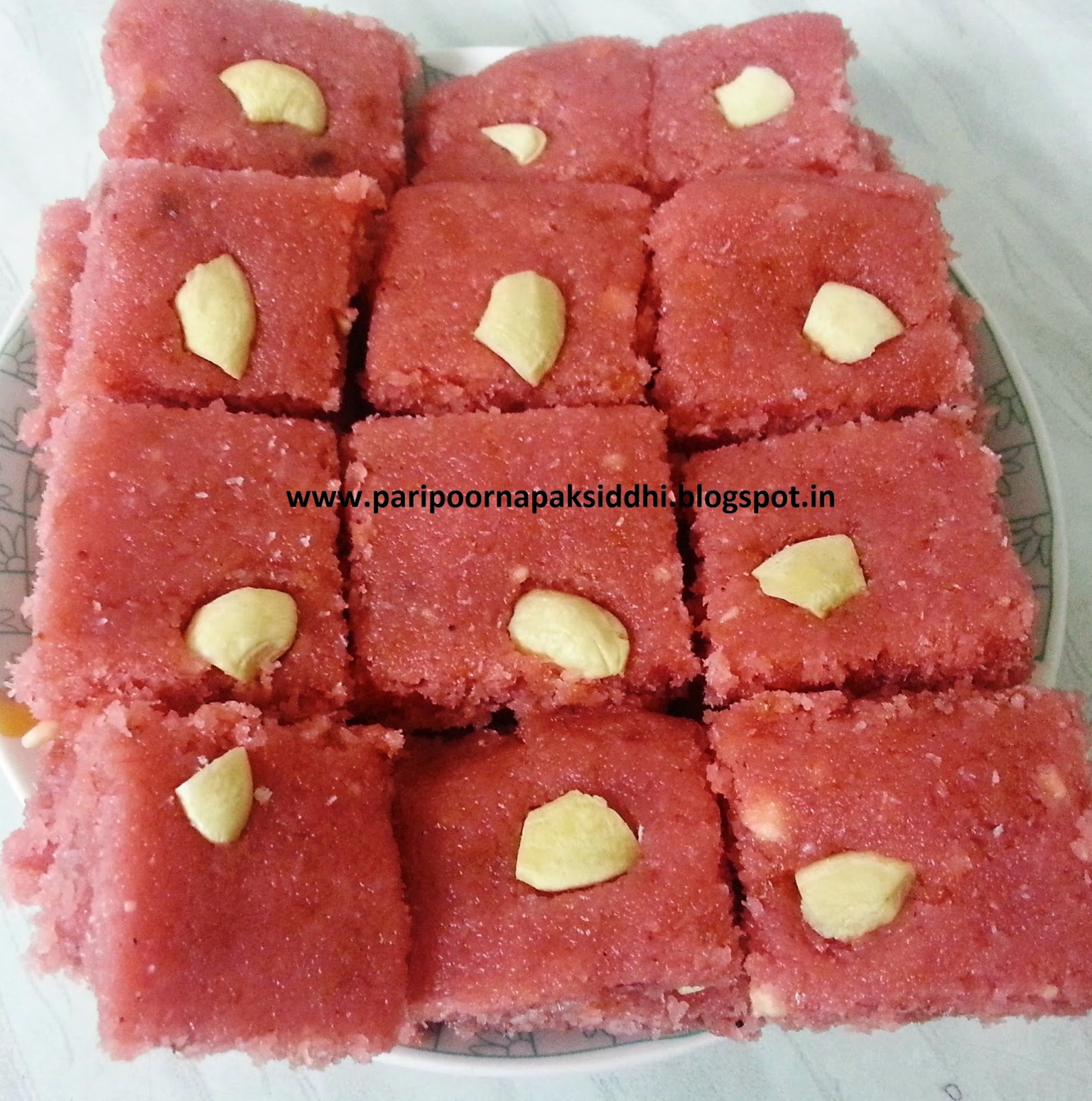 Paripoorna Paksiddhi : STRAWBERRY & DESSICATED COCONUT BARFI