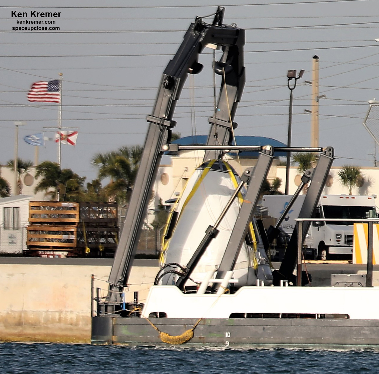 Space UpClose: SpaceX Crew Dragon Mock-Up Sails into Port Canaveral on ...
