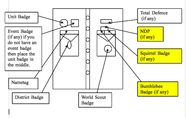 Maris Stella 2516 Phantom Scout Unit: Arrangement of badges on Uniform
