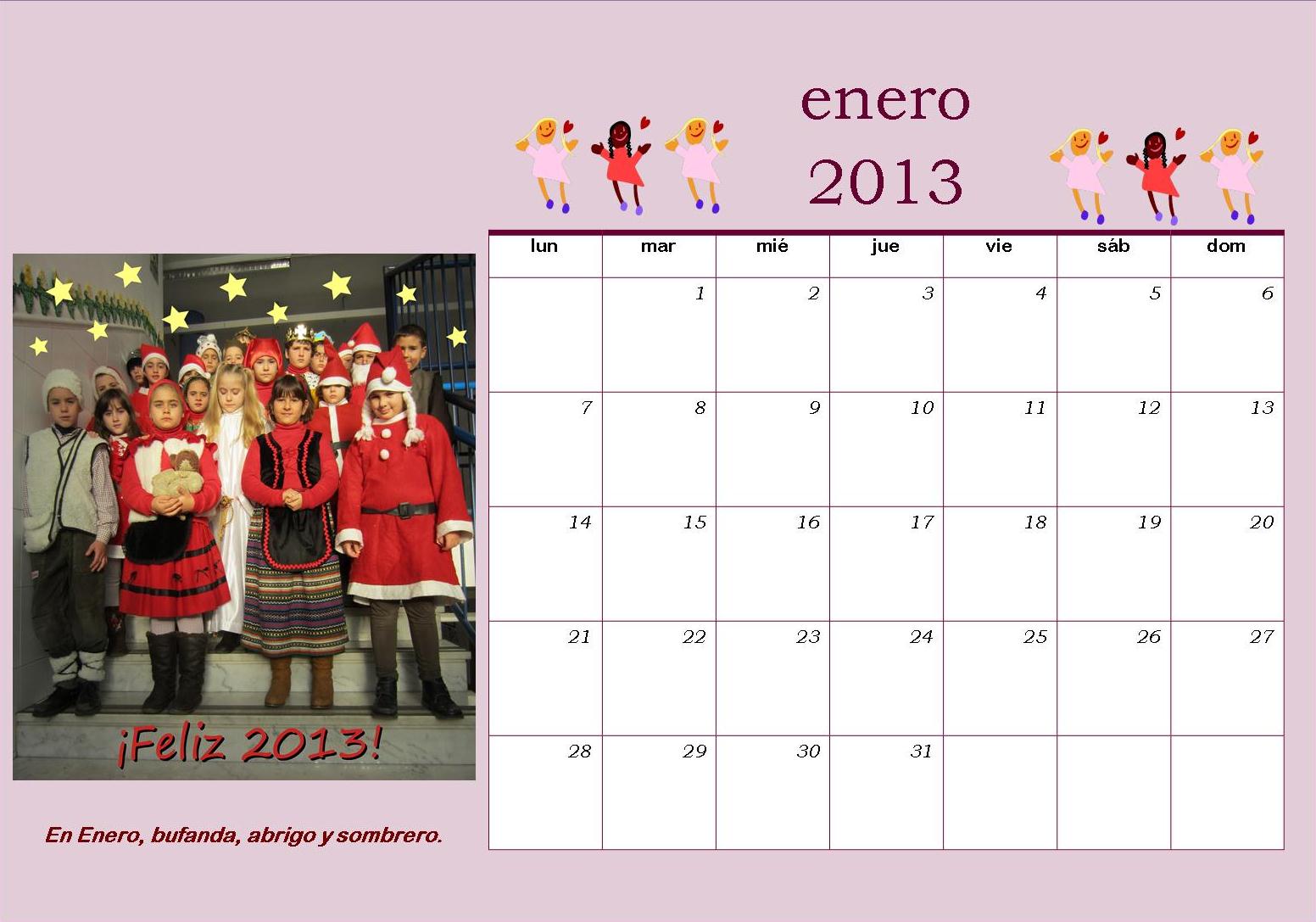 Blog de 3º A Colegio Pilar Izquierdo: Calendario de enero