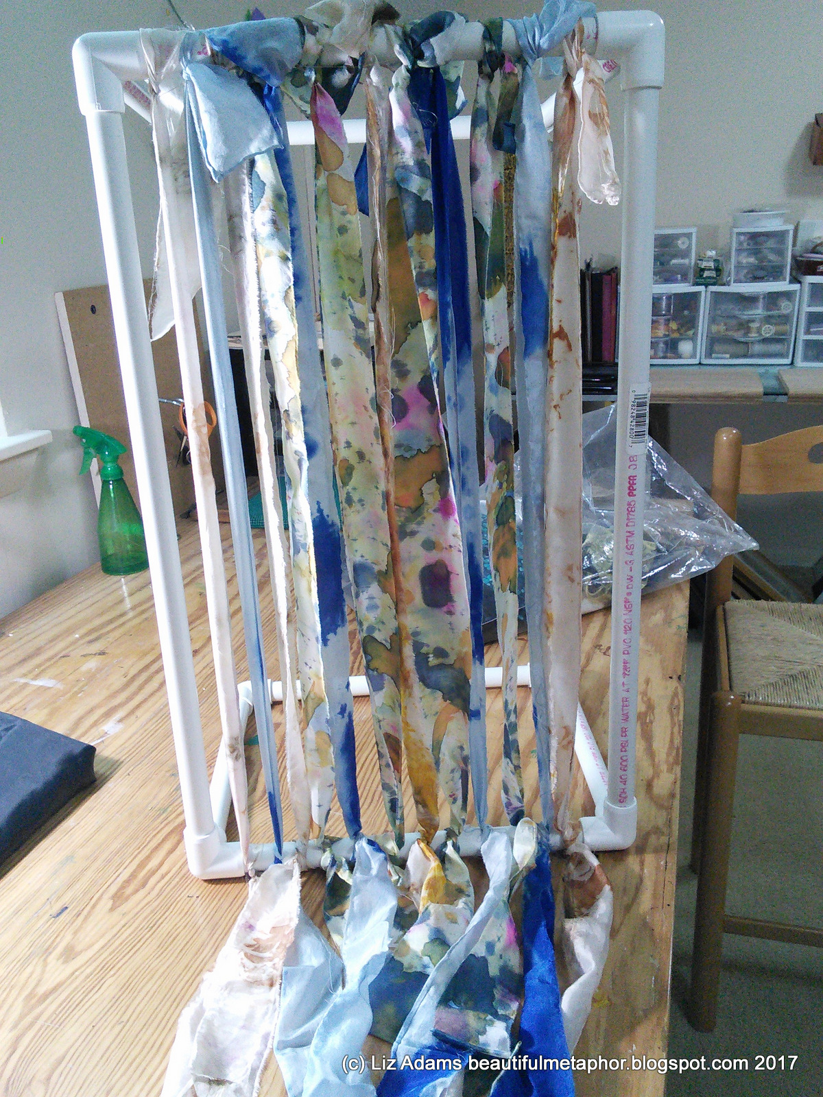 Art, the Beautiful Metaphor: Weaving saori style with silk, on the pvc loom