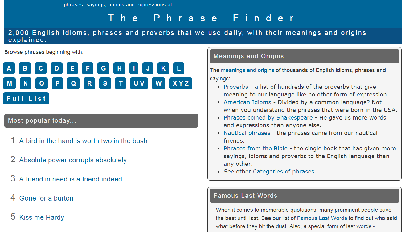 English Elda: The Phrase Finder