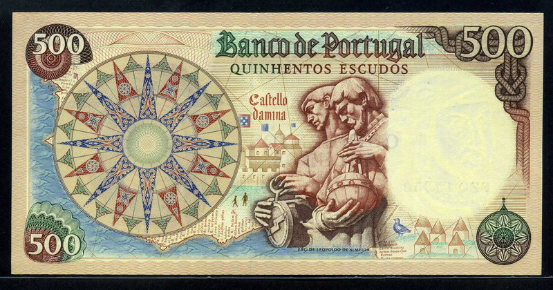 Portugal currency 500 Escudos banknote 1966 King João II of Portugal ...