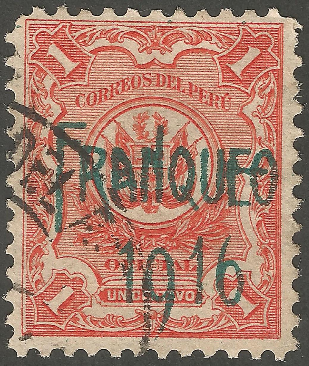 Stamps: Stamp Peru (1916) Coat of arms 1c