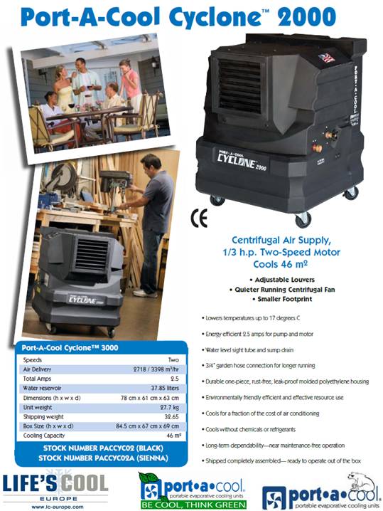 PortACool Cyclone evaporative cooler: April 2011