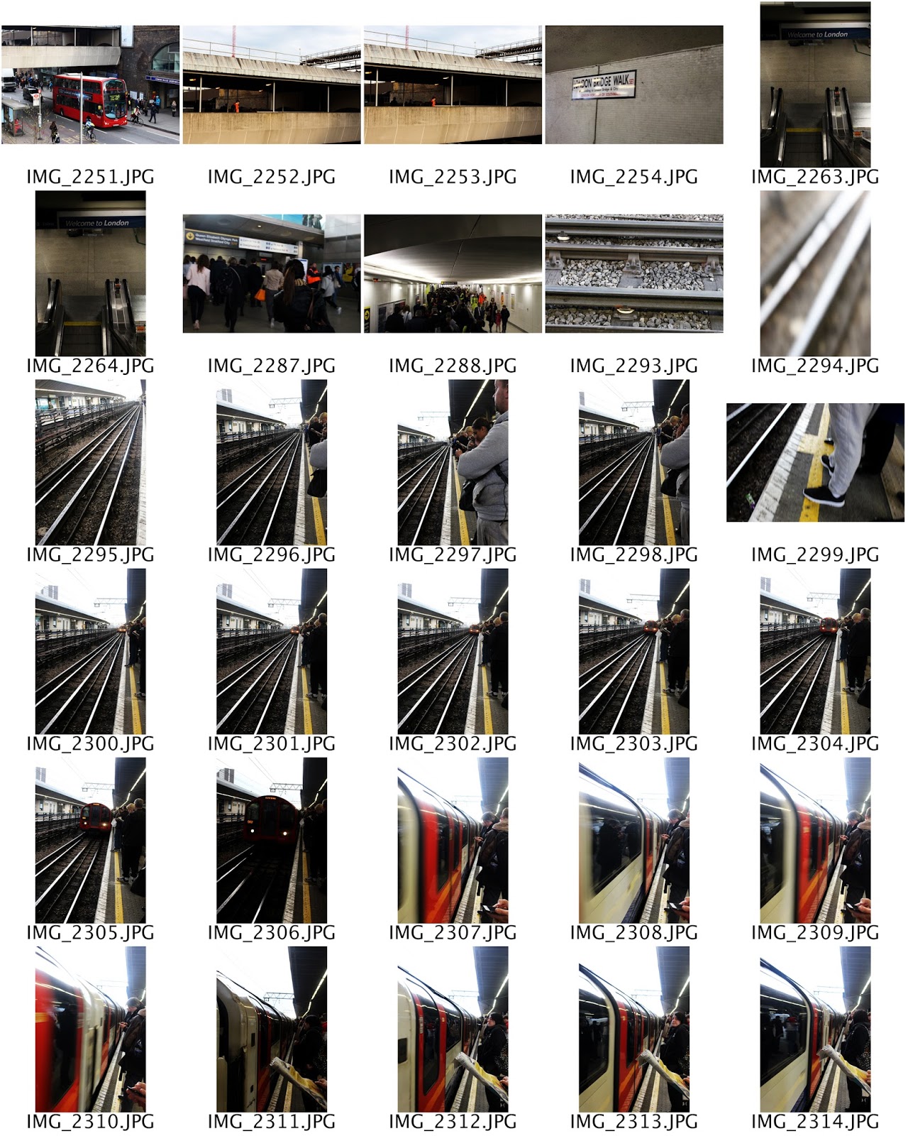 Unit 4 Photography: Contact Sheets - Shoot 2: Views of London