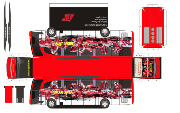 desain papercraft gratis: bus Trans-Jakarta