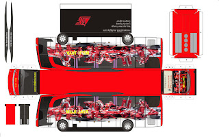 desain papercraft gratis: bus Trans-Jakarta