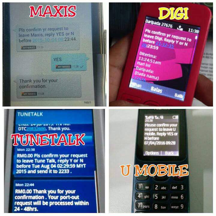 Contoh SMS reply bagi port out request - redONE Bandar Puncak Alam