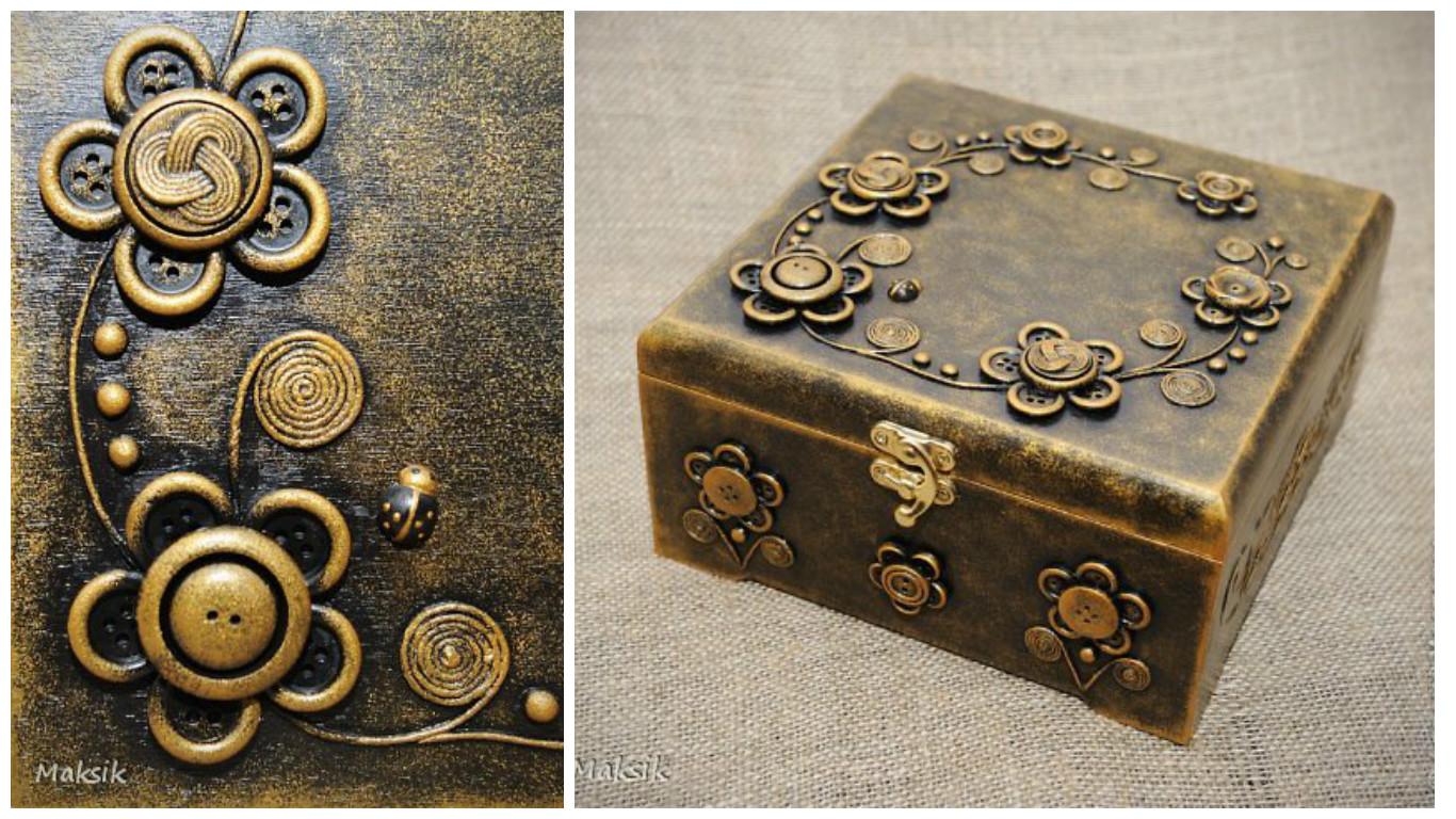 Técnica fácil para decorar cajas con botones y plantillas ~ lodijoella