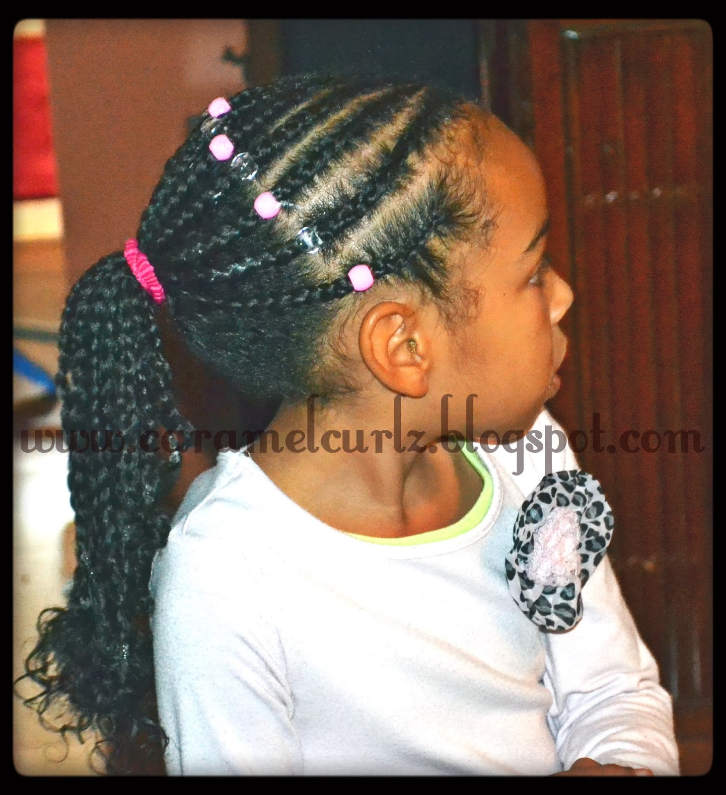 Caramel Curlz & Swirls: Cornrows & Pony Tail Style