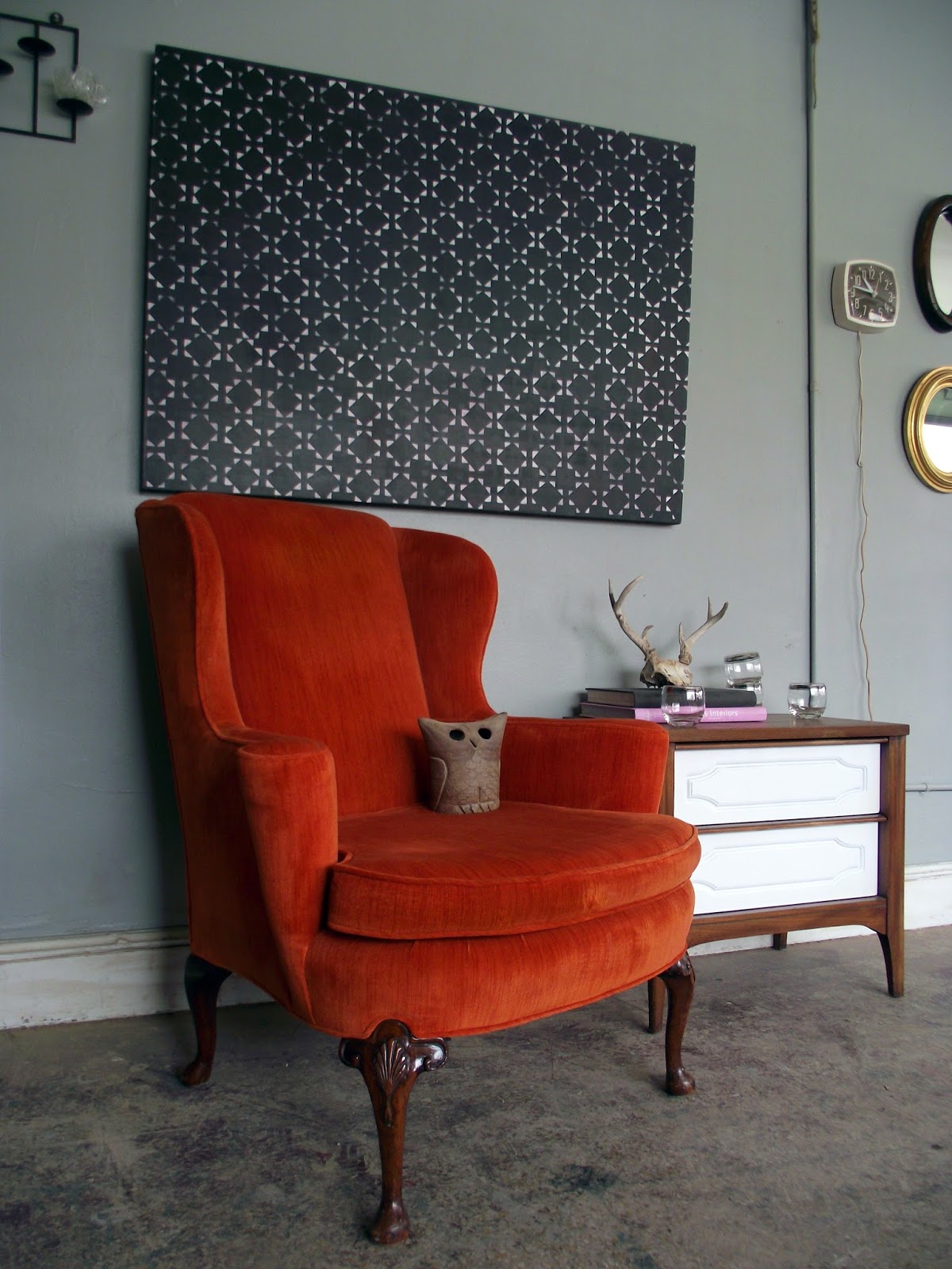 Vintage Ground: Stunning Vintage Orange Wingback Chair