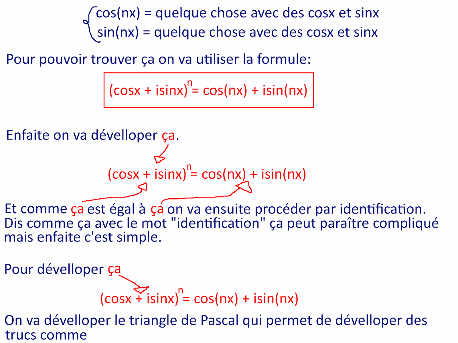 Calculer cos(nx) et sin(nx) en fonction de cosx et sinx ~ NOTREUS