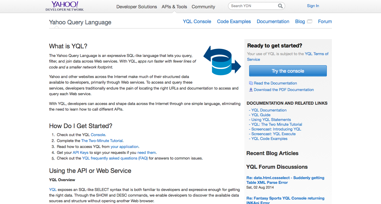 YQL - Yahoo Query Language - Introduccion