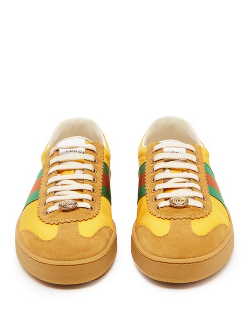 Fearlessly Yellow: Gucci Nylon and Suede Trainer | SHOEOGRAPHY