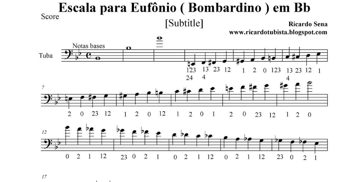 Tocando Tuba e Eufônio: Escala para Bombardino e Trombone de Pistos em Bb