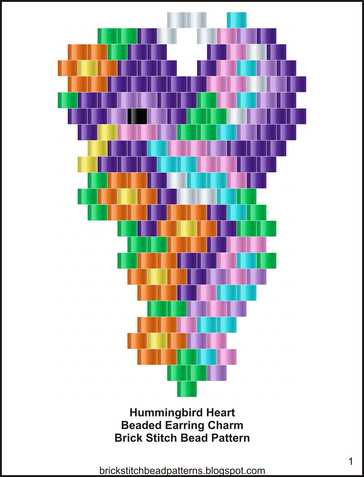 Brick Stitch Bead Patterns Journal: Hummingbird Heart Brick Stitch ...