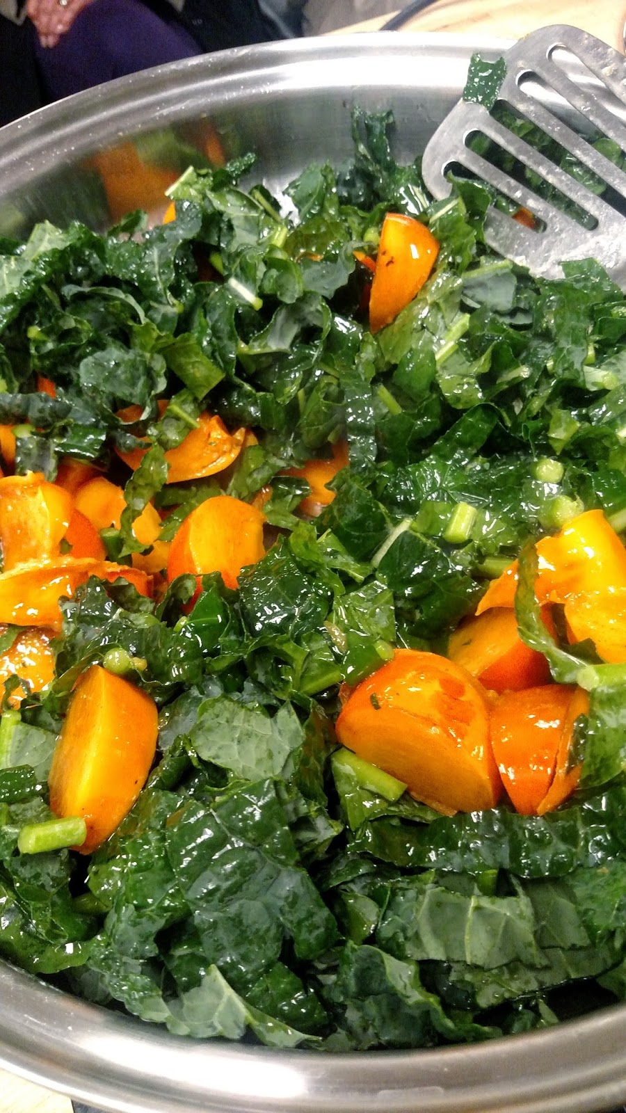 Roasted Persimmons with Brussels and Kale
