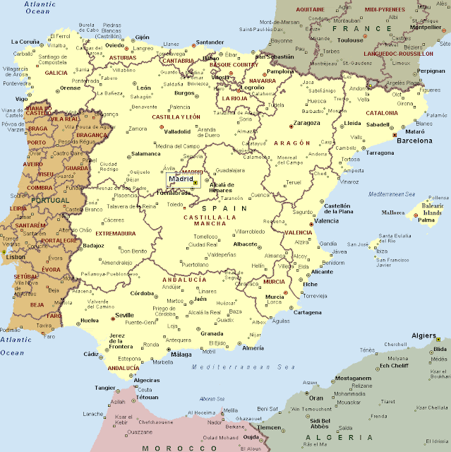 Spanja - harta gjeografike të Spanjës - Shqipëria Express