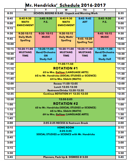Sixth Grade Scholars: Schedule & Policies
