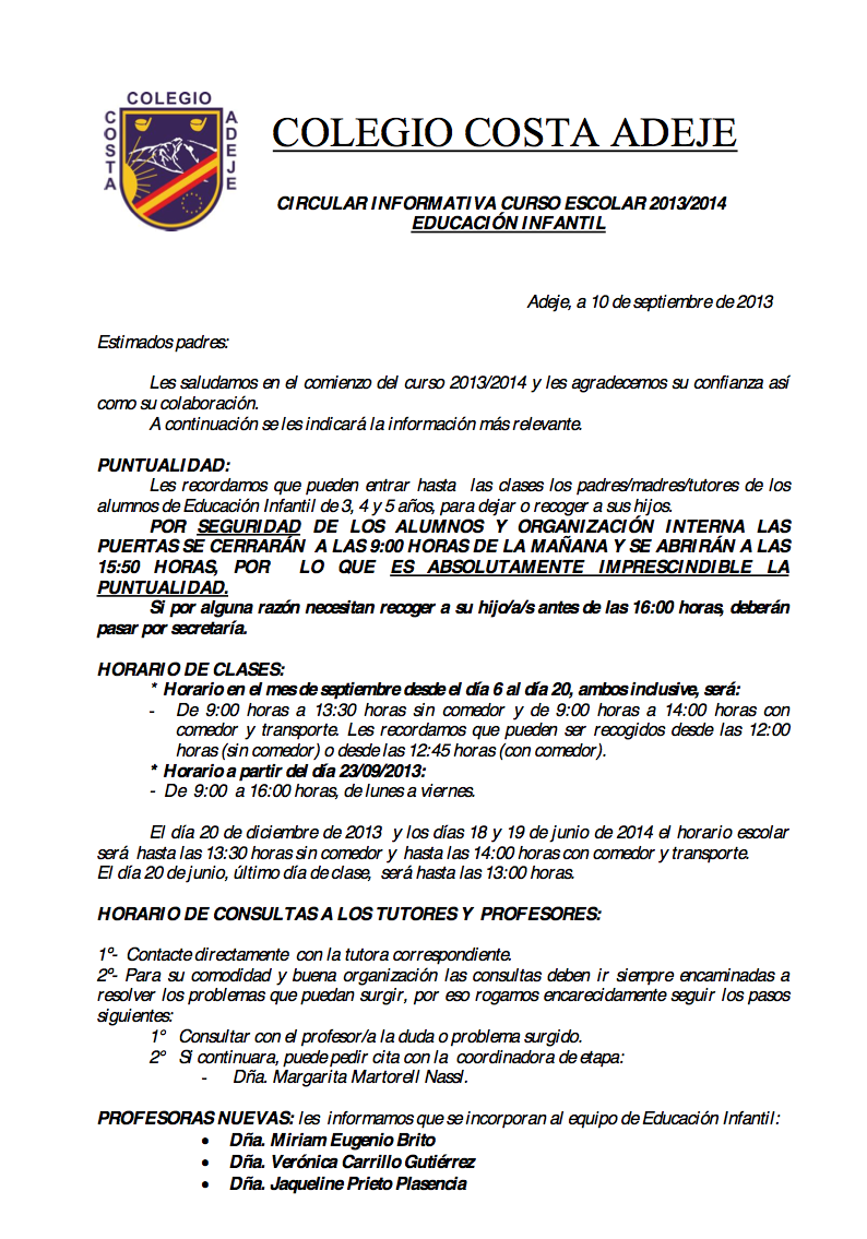 Colegio Internacional Costa Adeje: CIRCULARES INFORMATIVAS PRINCIPIO DE ...