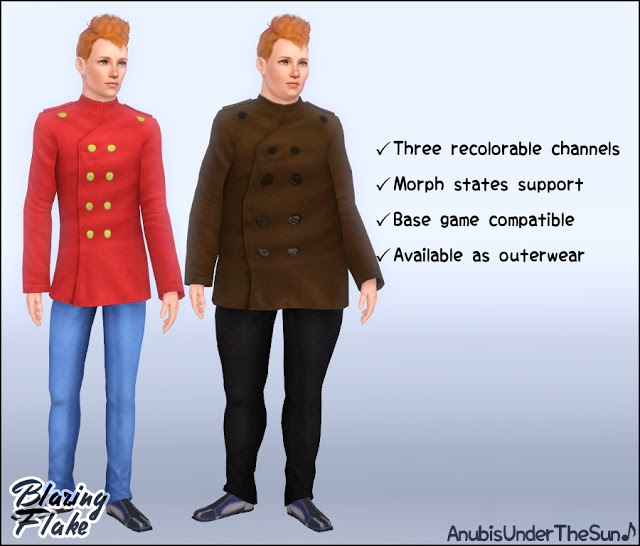 My Sims 3 Blog: Blazing Flake ~ Outerwear Coat for Males by Anubis360