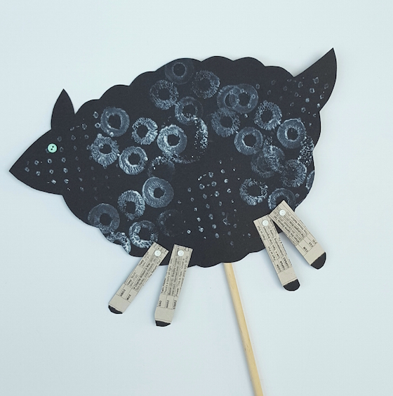 Art with Kids: Black Sheep Stick Puppet