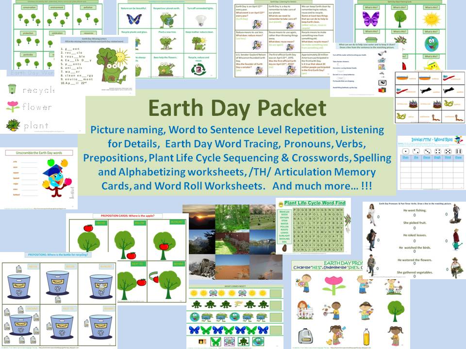 Twin Speech, Language & Literacy LLC: Free Earth Day Pages + An Earth ...
