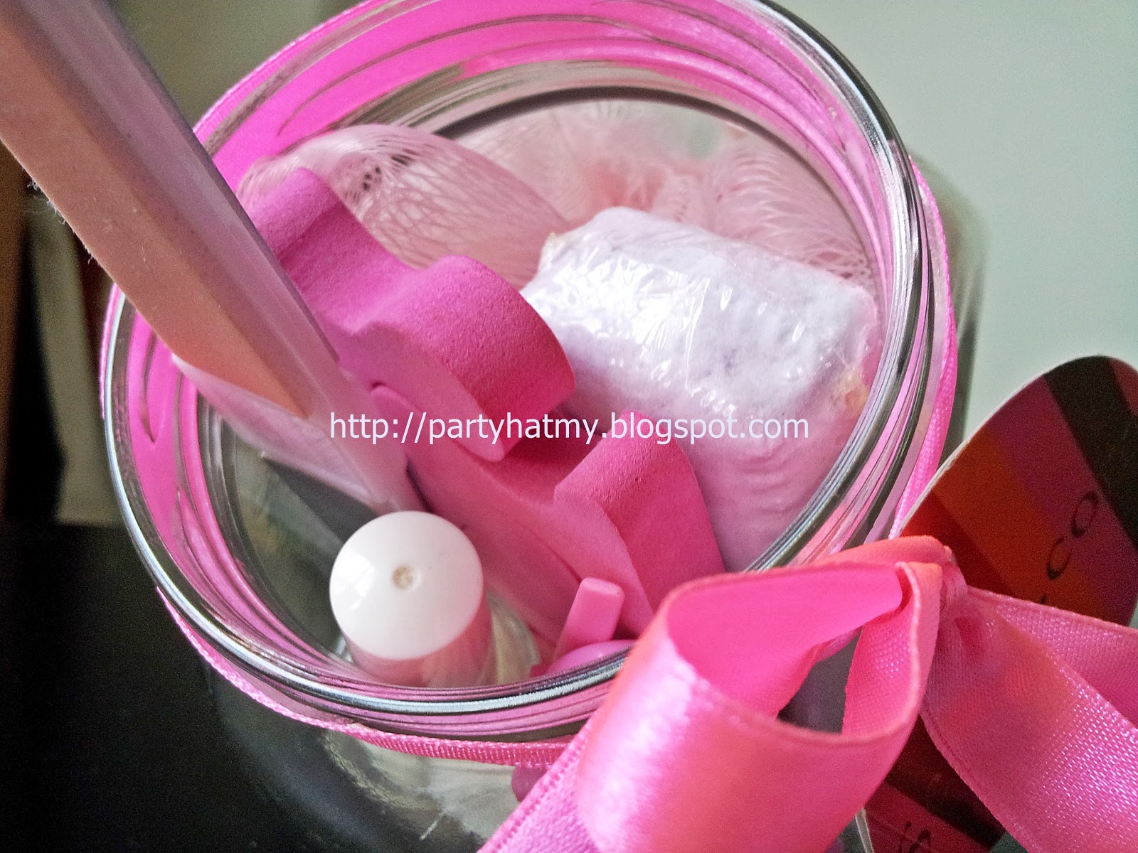 Party Hat: Party Favor: Pink Pedicure Kit in a jar