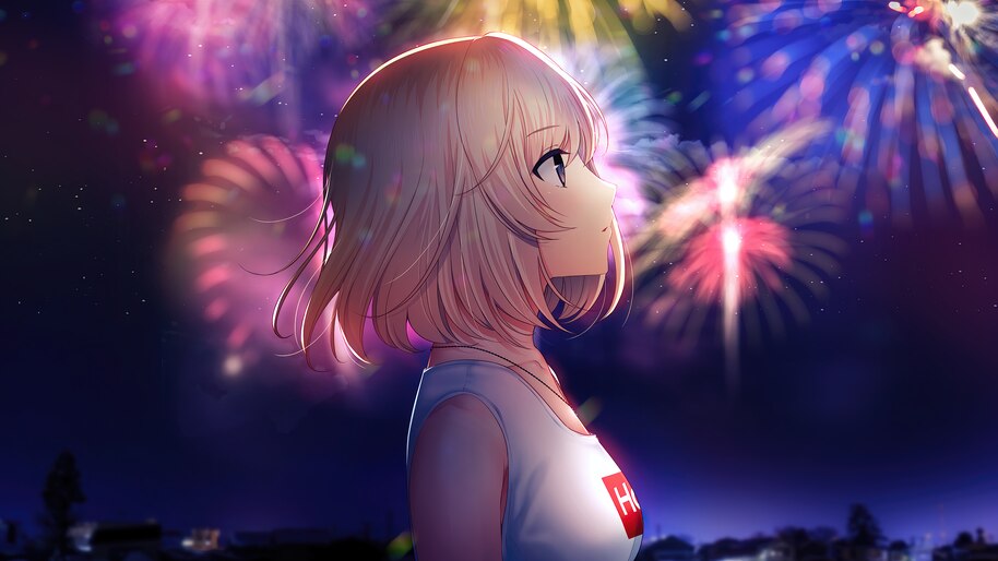 Anime, Girl, Fireworks, 4K, #4.2448 Wallpaper PC Desktop