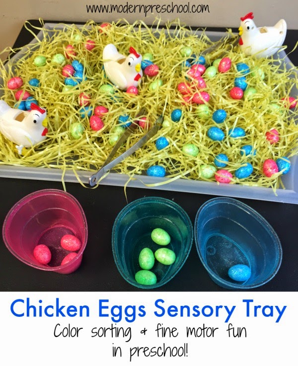 Chicken Eggs Sorting & Fine Motor Sensory Tray
