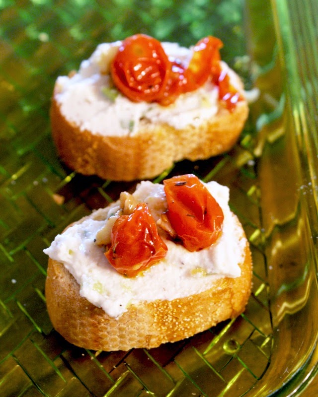 Herbed Ricotta and Roasted Cherry Tomato Bruschetta | The Two Bite Club