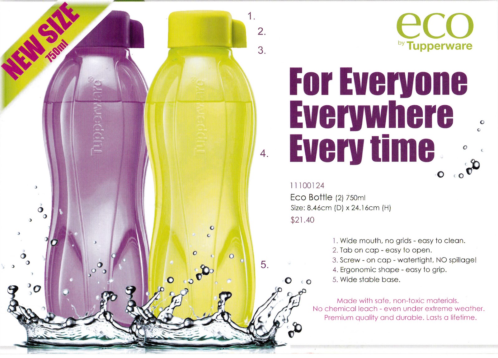 Buy Tupperware in Singapore: New Size - 750 ml Eco Bottles