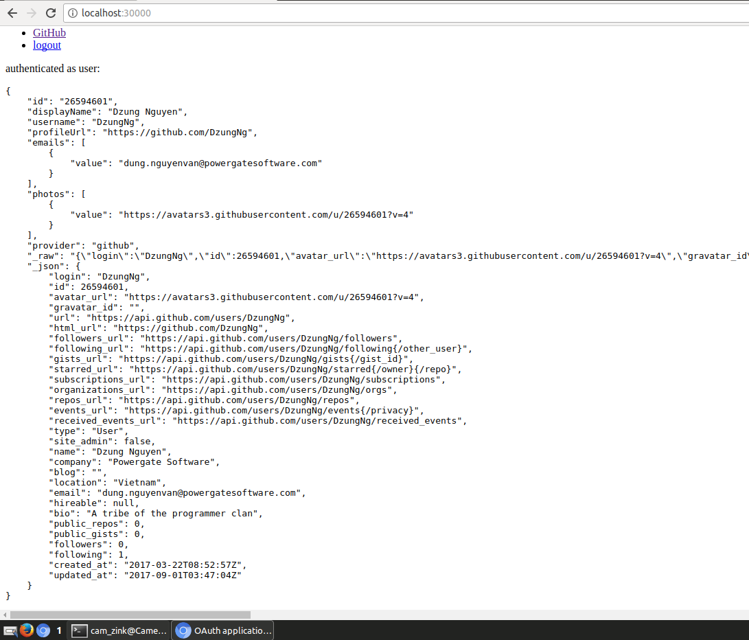 Sample passport Express dùng strategy Github