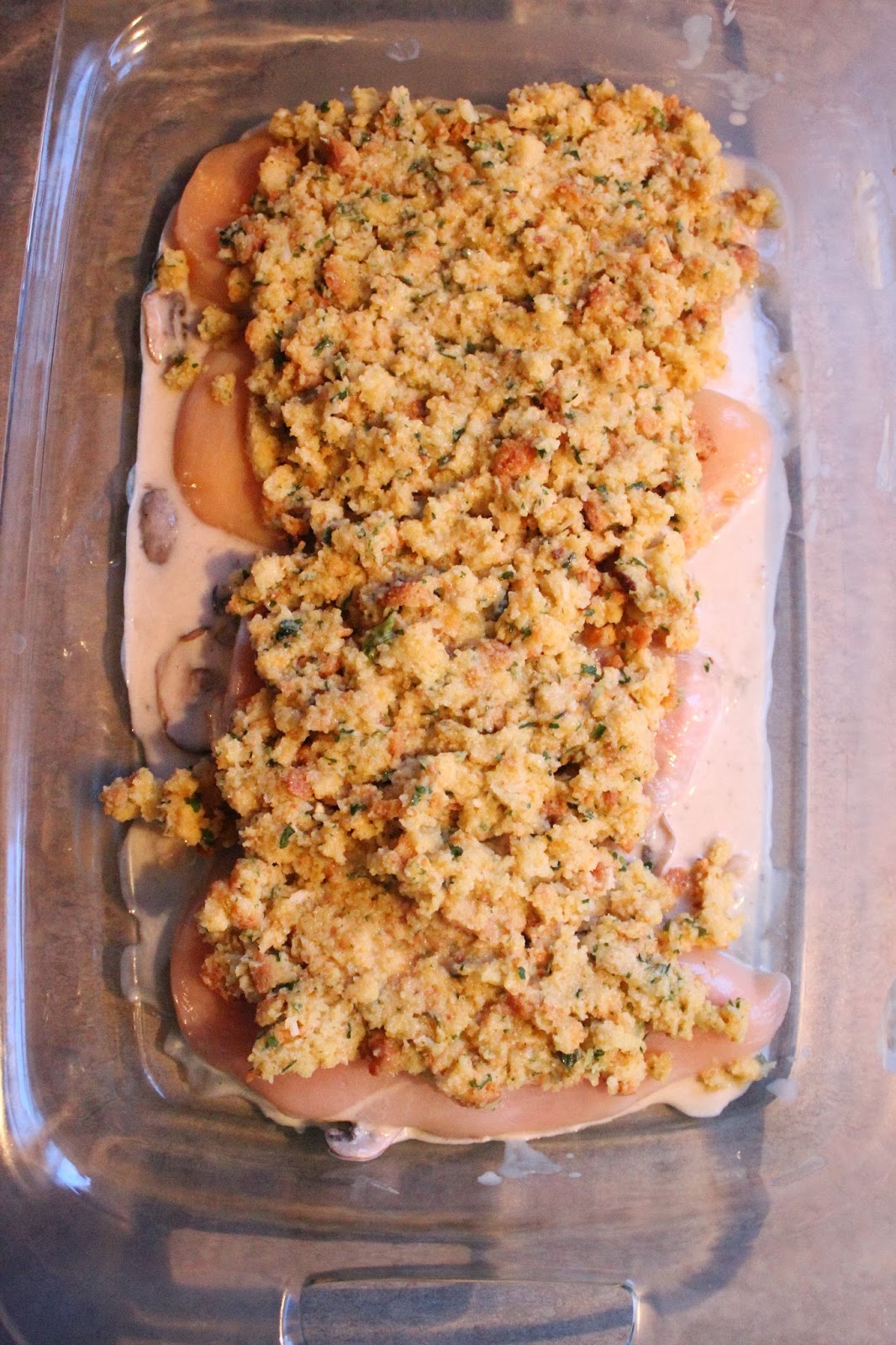 Married to Davis: Mushroom & Cornbread Stuffing Chicken Bake