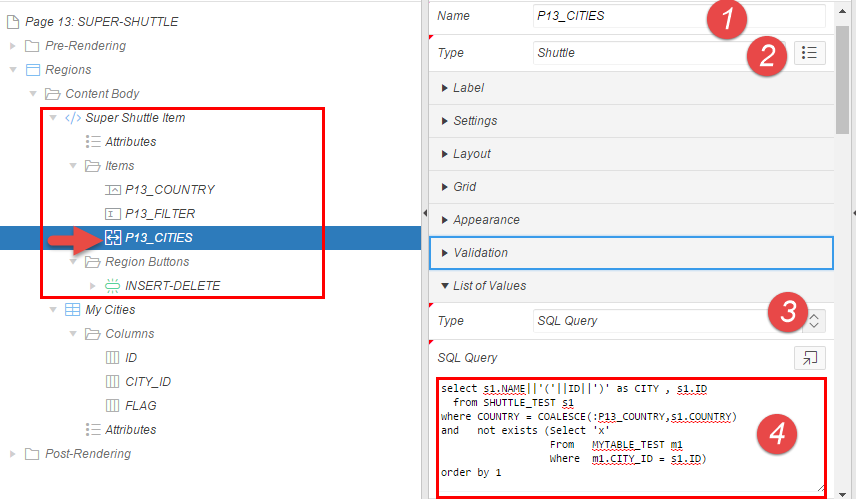 Oracle APEX Capabilities - (OAC): Super Shuttle Item
