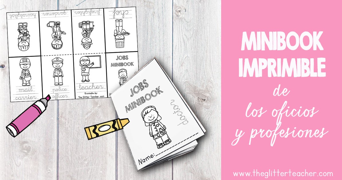 The Glitter Teacher: Minibook de los oficios y profesiones [NEW ED]
