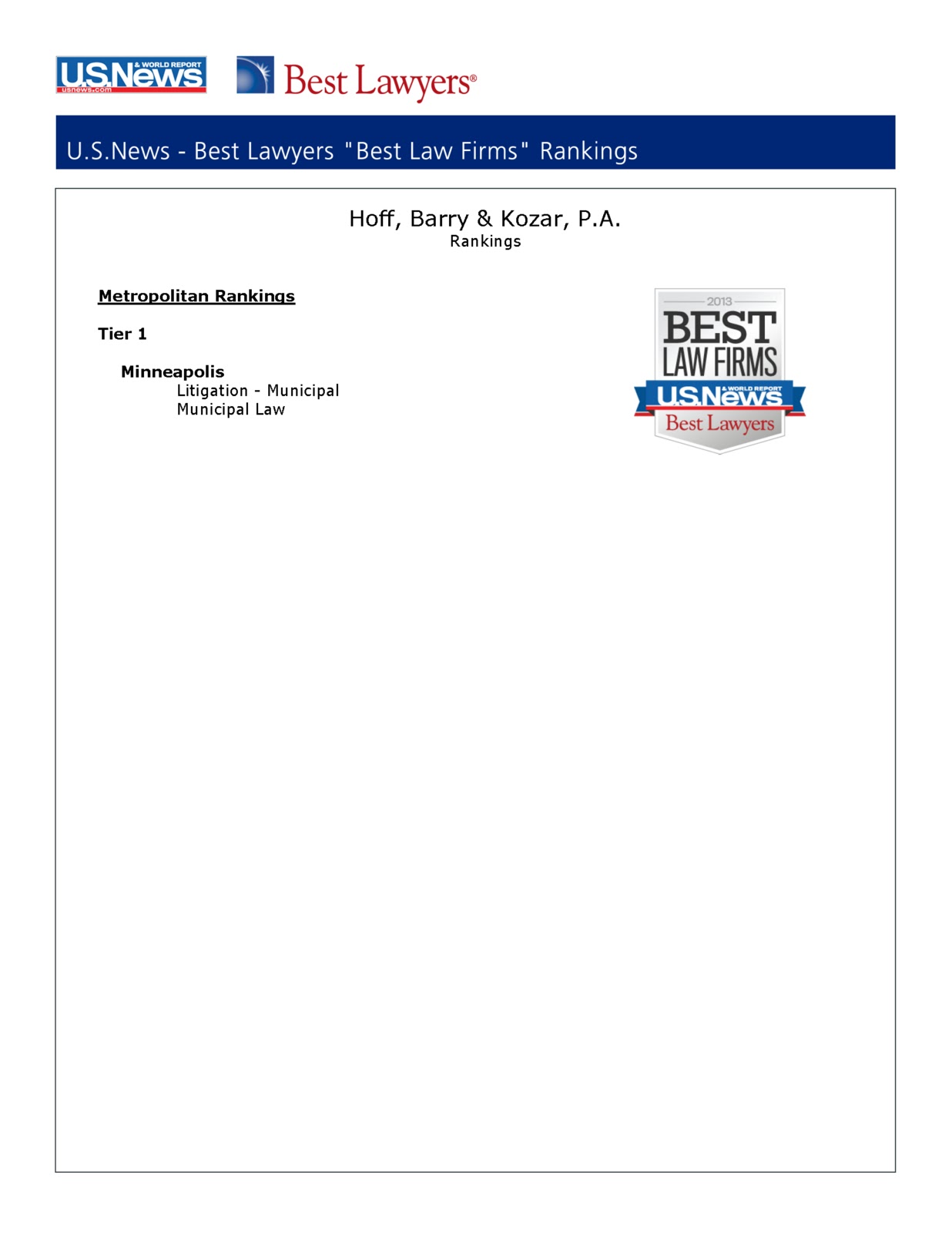 Landsman Law: Now Ranked by U.S. News & World Report