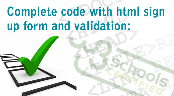 Complete Code With Html Sign Up Form And Validation ~ B2atutorials