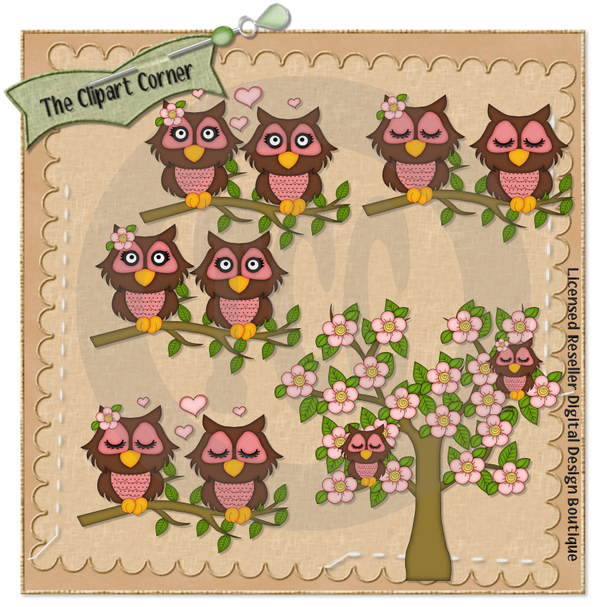 The Clipart Corner: Pink Owls Clip Art