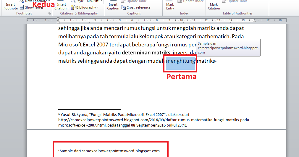Cara Membuat Footnote