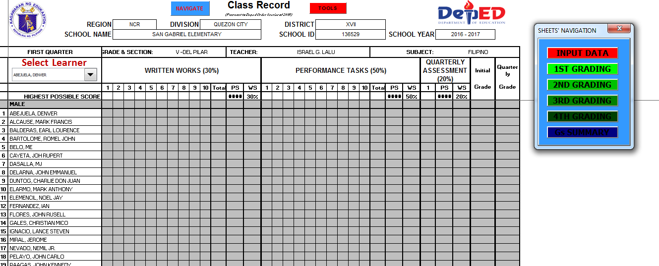 DepEd Class Record