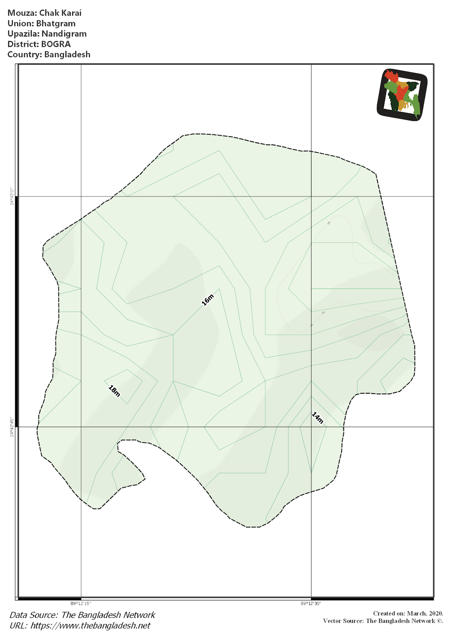 Map of Chak Karai Mouza, Nandigram, Bogra