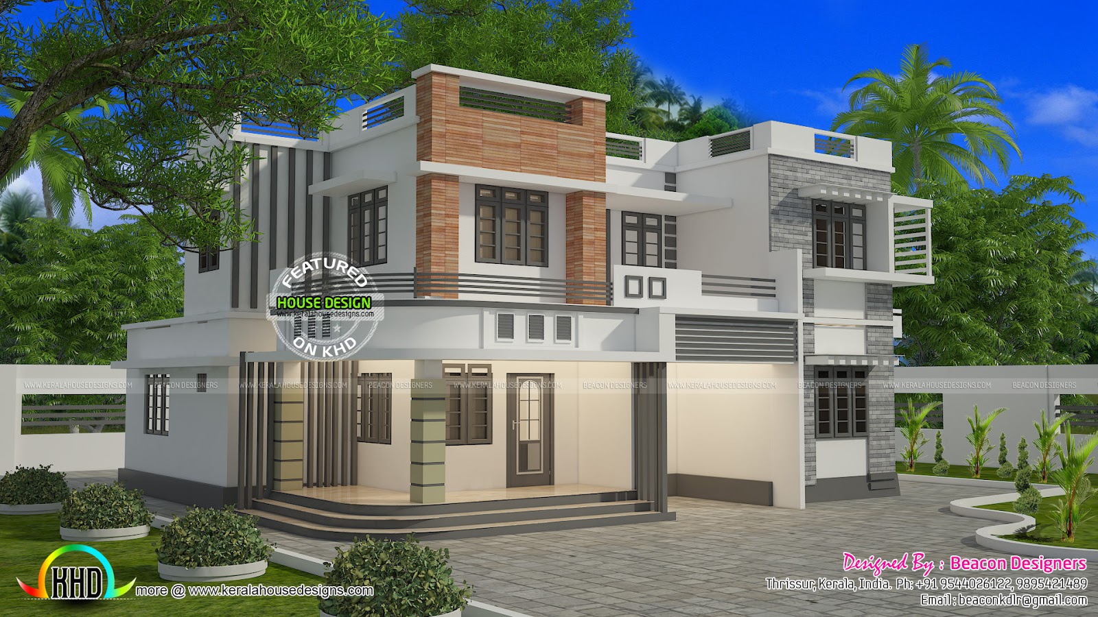 1821 sq-ft box type flat roof house - Kerala Home Design and Floor ...