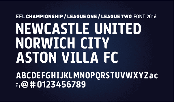 Football teams shirt and kits fan: 2016-2017 English Football League Font