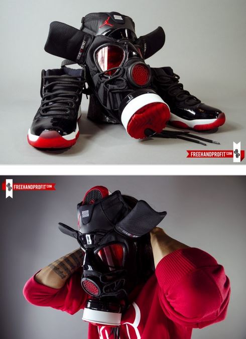 THE SNEAKER ADDICT: Air Jordan 11 “Bred” Gas Mask by Freehand Profit ...