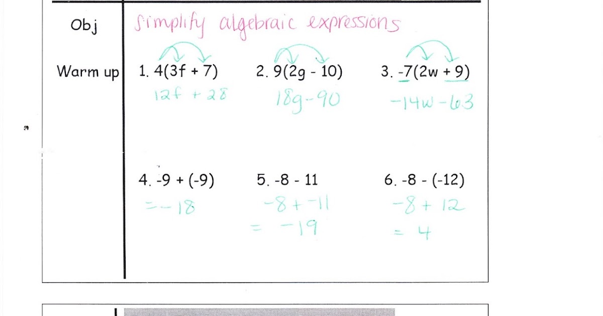 Ms. Jean's Classroom Blog: 3.1 Algebraic Expressions