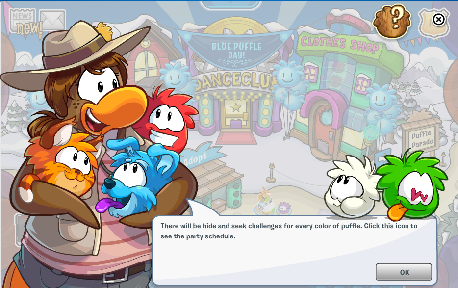 Jazzy on Club Penguin: Puffle Party: Blue Puffle Day