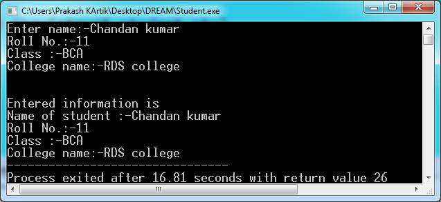 Passing Structure To Function Program In C